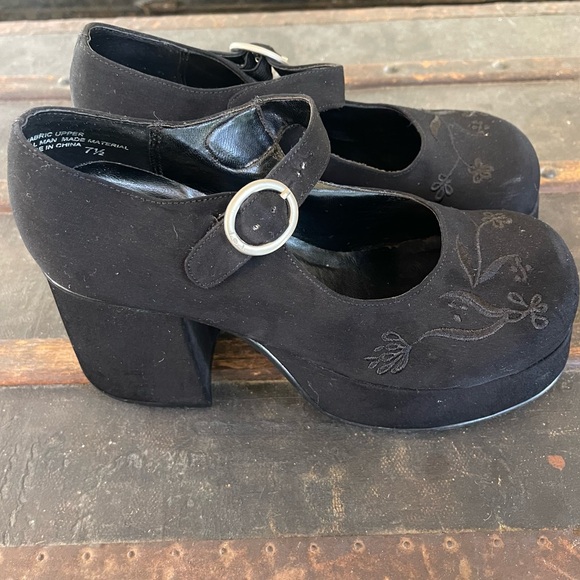 lei | Shoes | Vintage 9s Y2k Lei Black Platform Nylon Chunky 75 | Poshmark